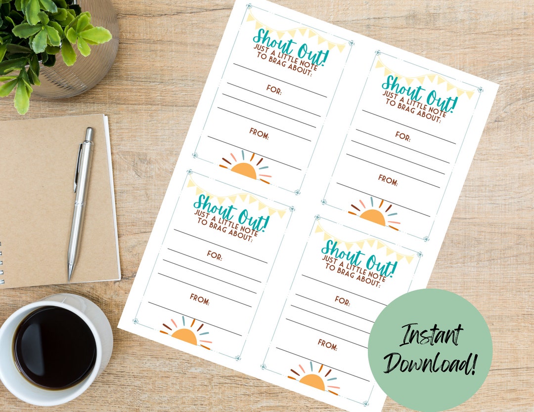 Shout Out Cards, Student Awknowledgement, Employee Appreciation ...