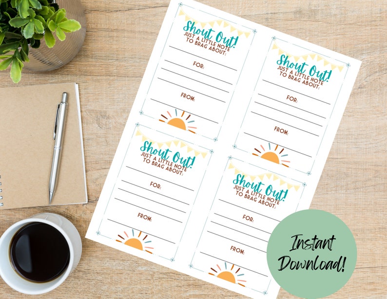 Shout Out Cards, Student Awknowledgement, Employee Appreciation ...