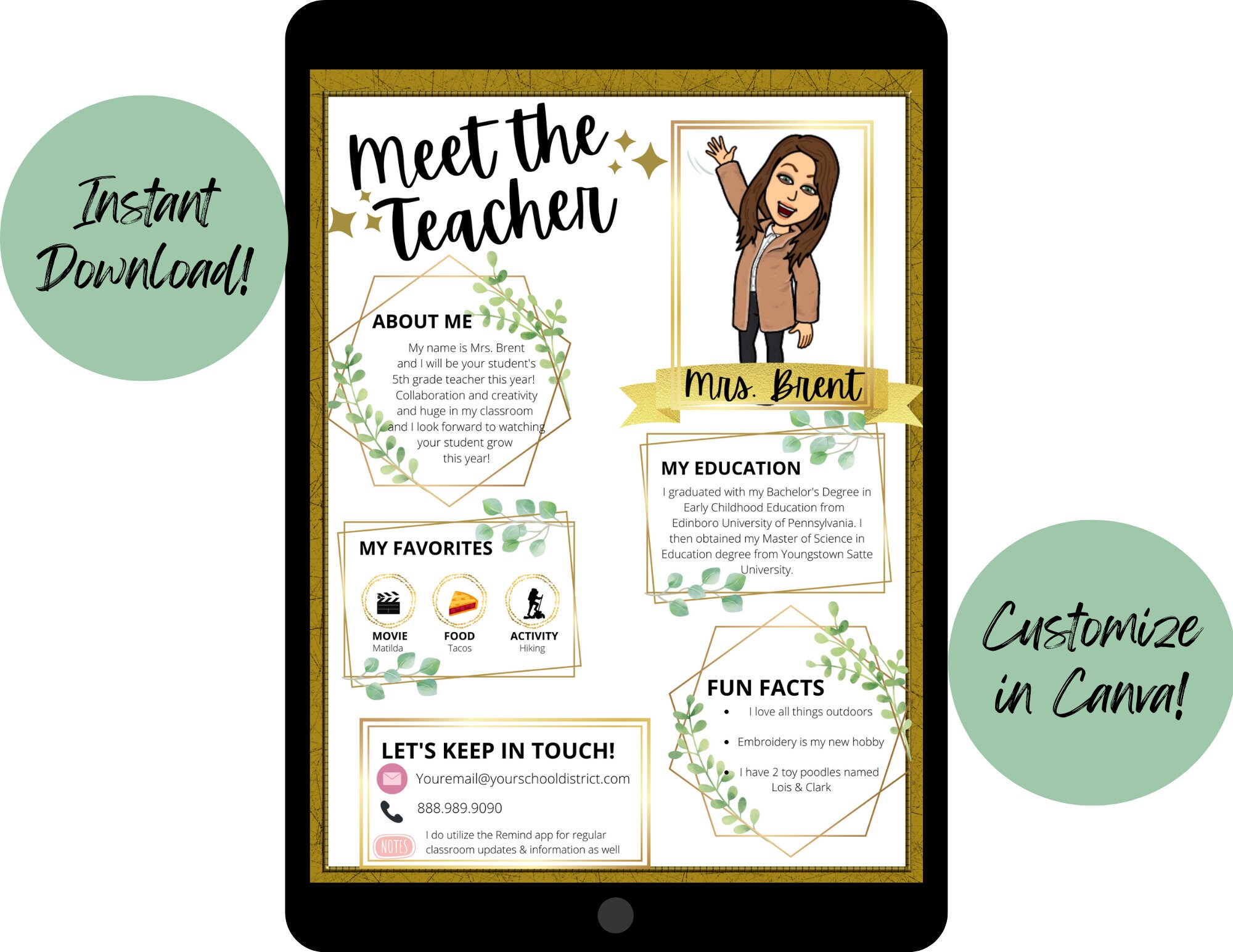 Meet the Teacher Editable Template, Back to School Welcome Letter ...