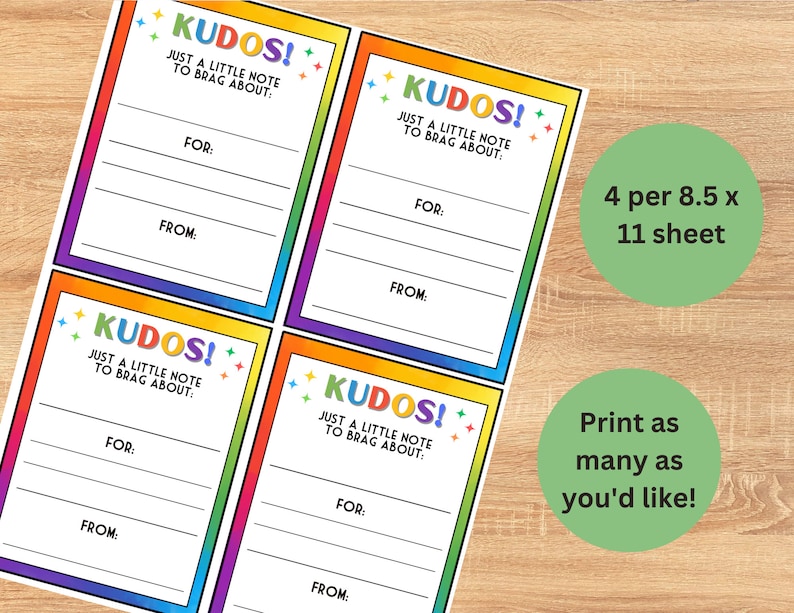 Kudos Shout Out Cards, Student Acknowledgement, Employee Appreciation ...