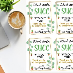 Staff Employee Teacher Appreciation Week Printable Tag, Succulent Tags ...