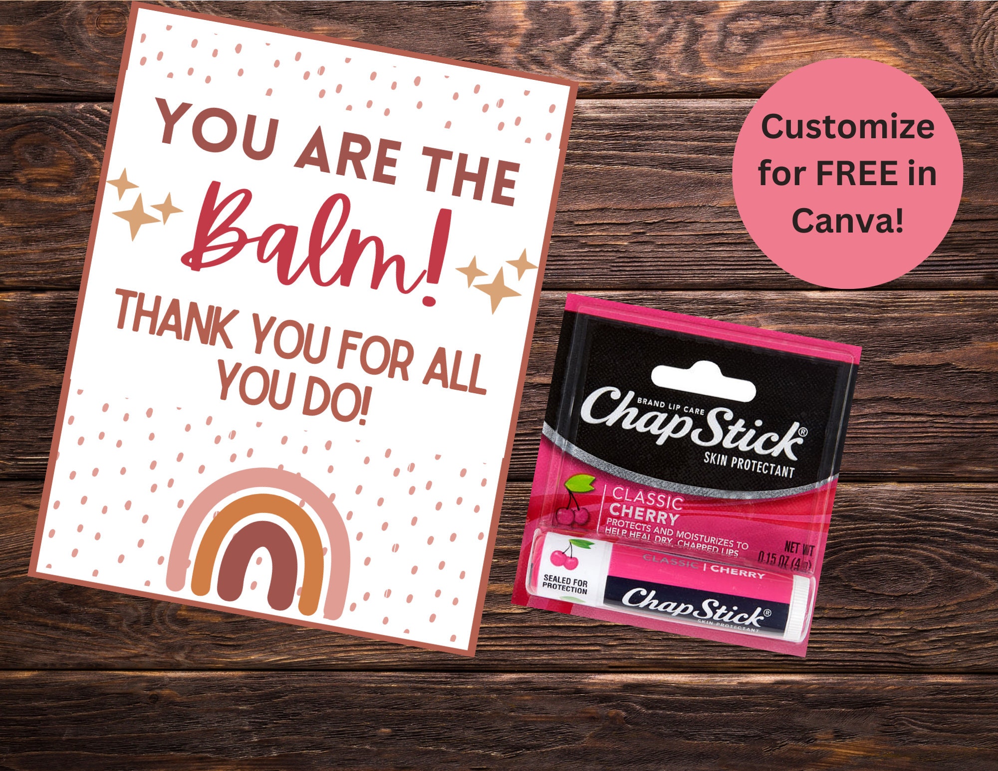 Teacher Staff Appreciation Week Gift Tags, Thank You Note, Chapstick ...