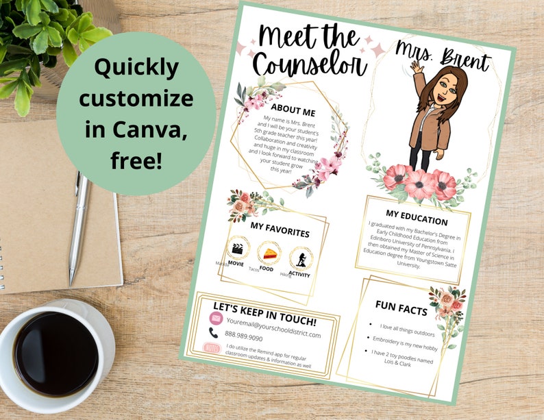 Meet the School Counselor Editable Template, Back to School Welcome ...