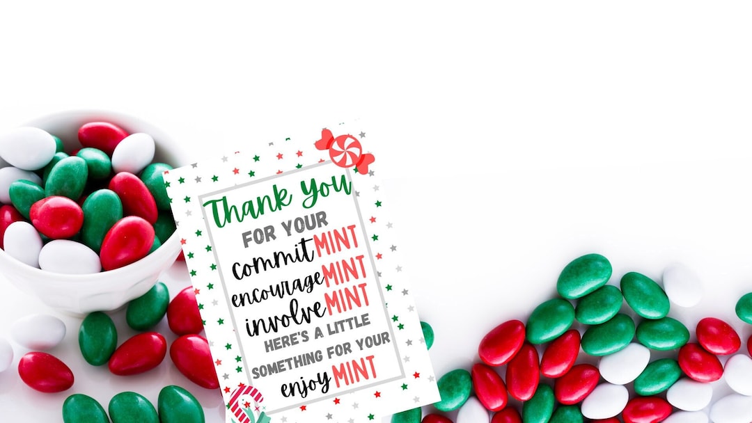 Staff Appreciation Printable Tag, Mint Tags, Christmas, Holiday Mint ...