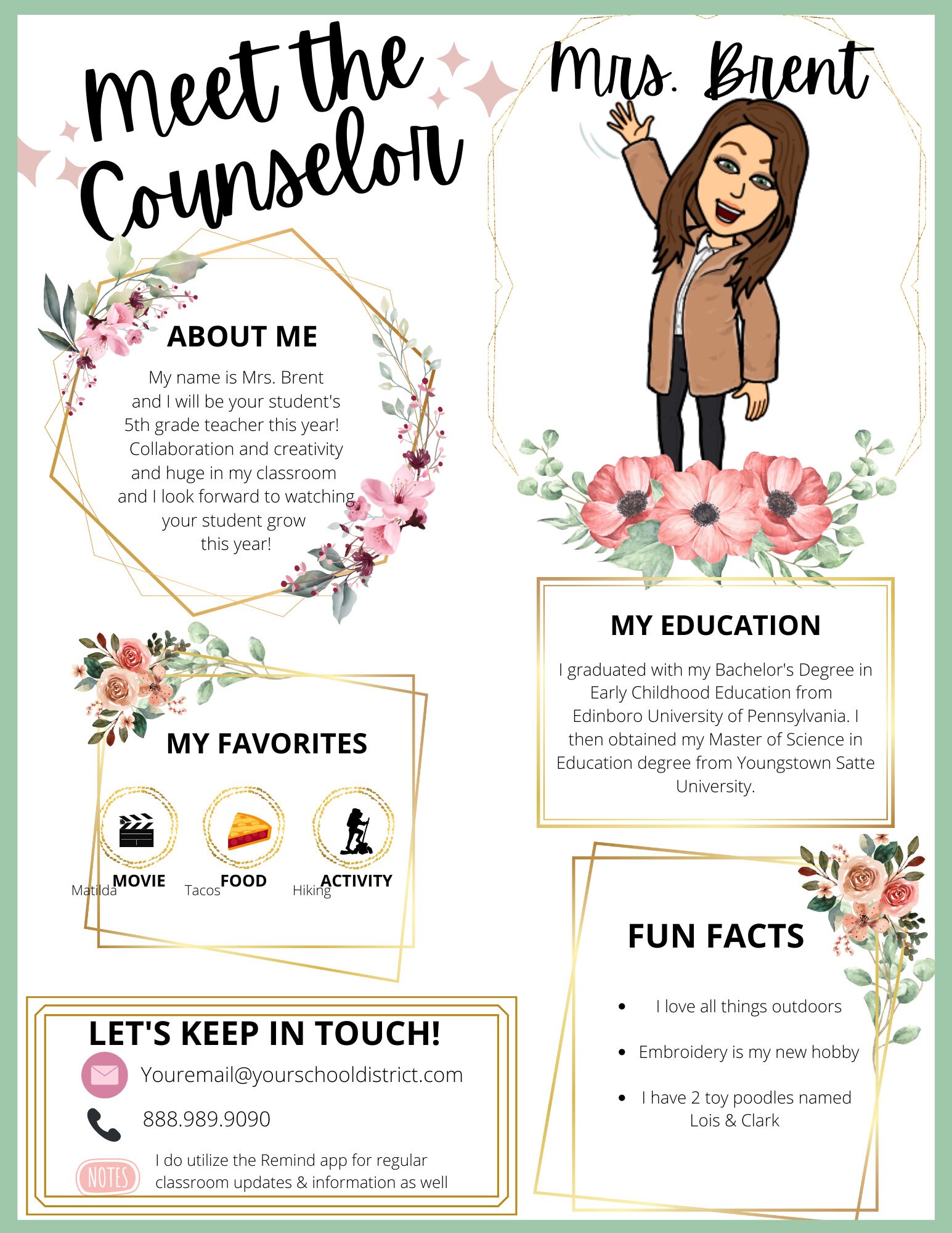 Meet the School Counselor Editable Template, Back to School Welcome ...