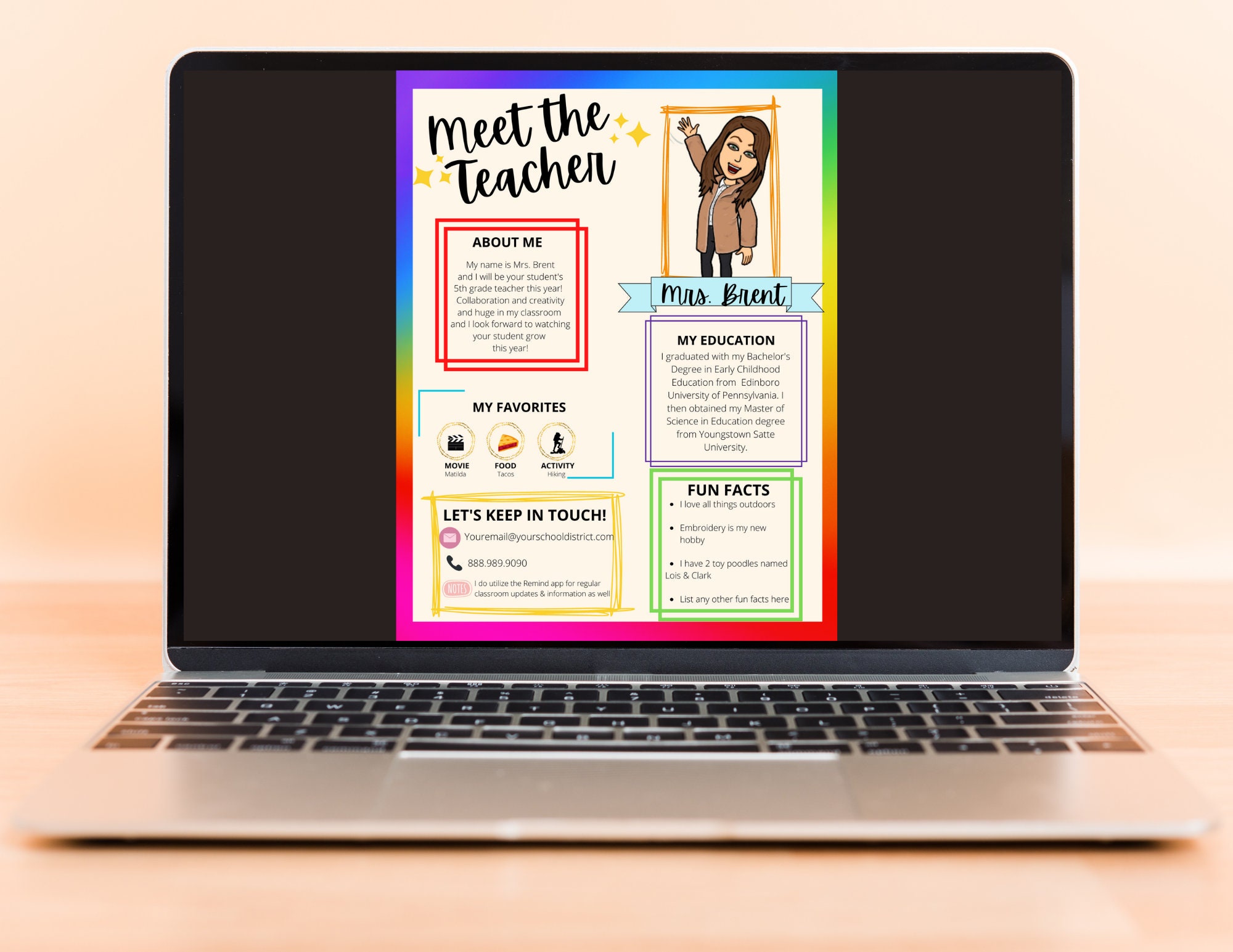 Meet the Teacher Bundle Colorful Editable Template, Back to School ...
