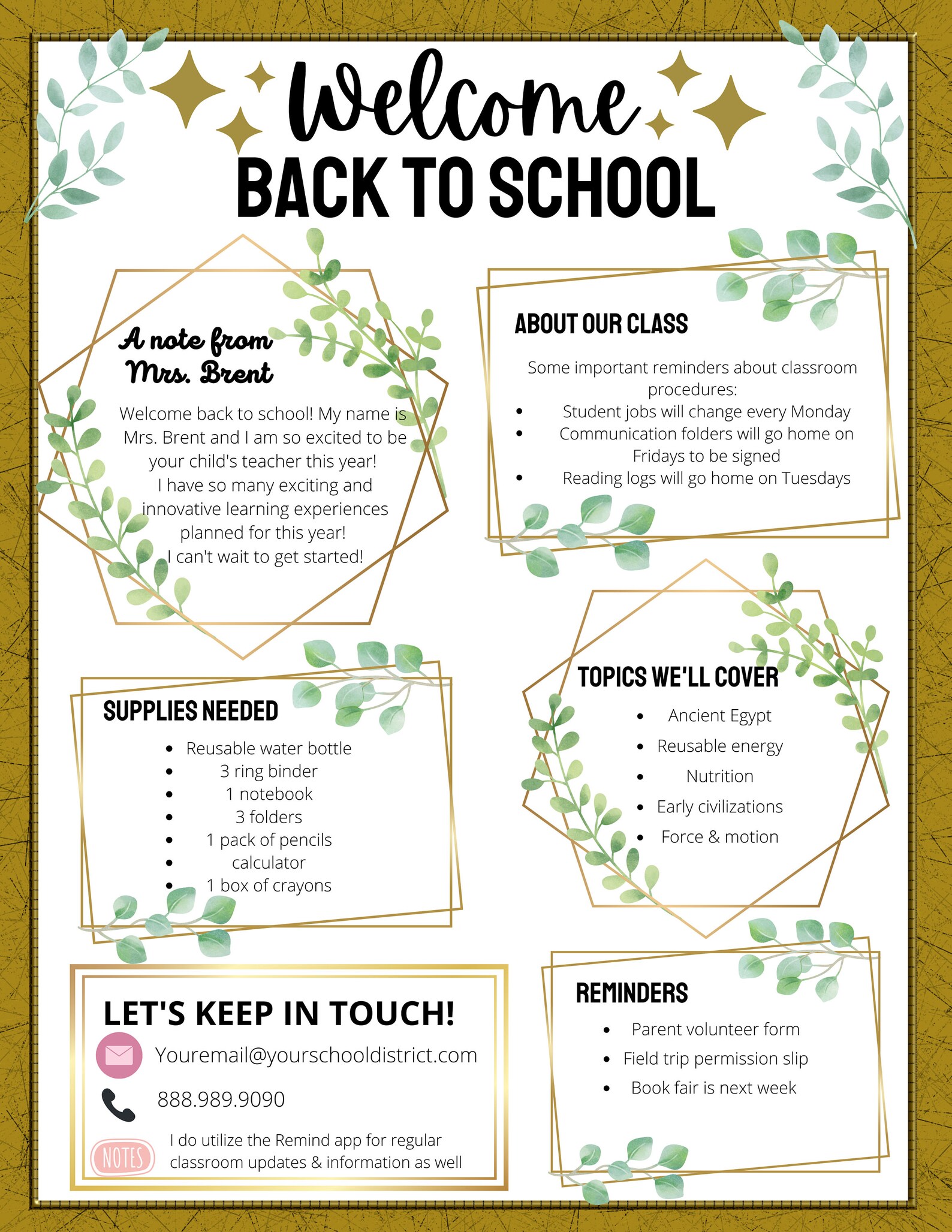 Welcome Back to School Newsletter, EDITABLE Classroom Newsletter ...
