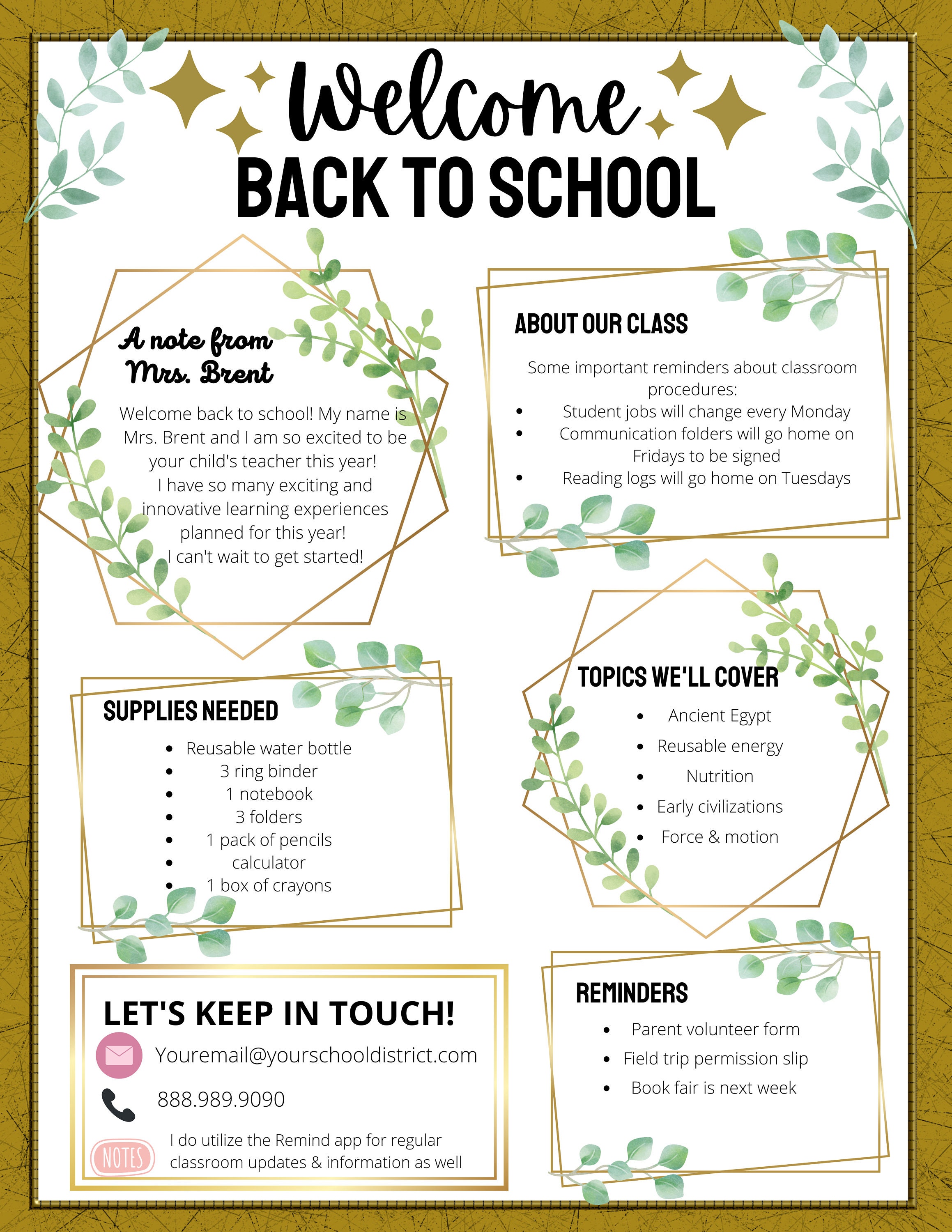 Welcome Back to School Newsletter, EDITABLE Classroom Newsletter ...