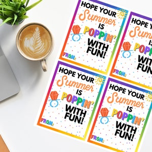 End of School Year Treat Tag Ring Pop Summer Break Student Teacher ...