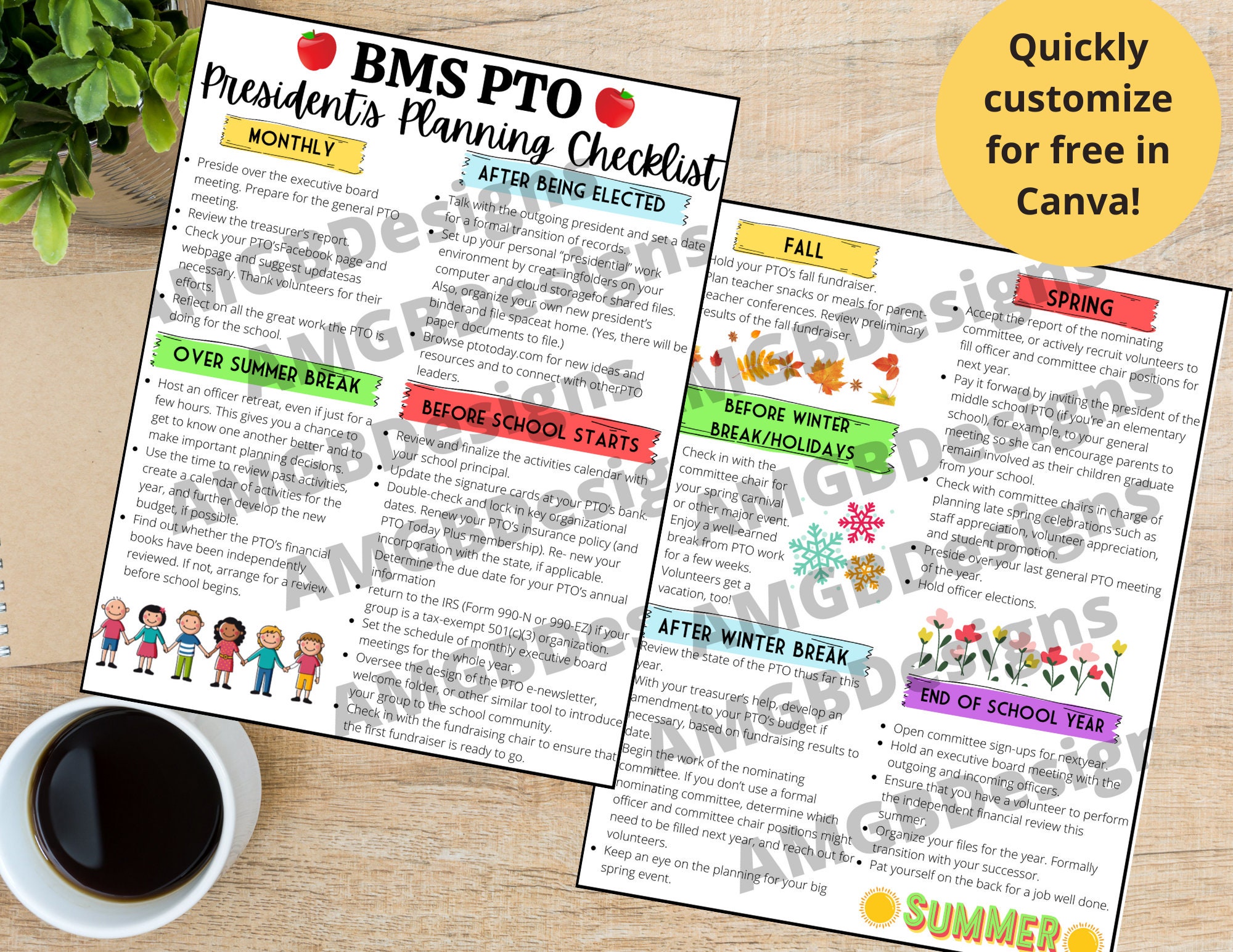 PTO Yearly Checklist, PTA President to Do List, Parent Teacher ...