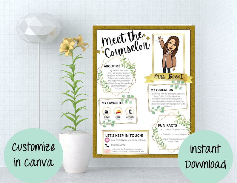 Meet the School Counselor Editable Template, Back to School Welcome ...