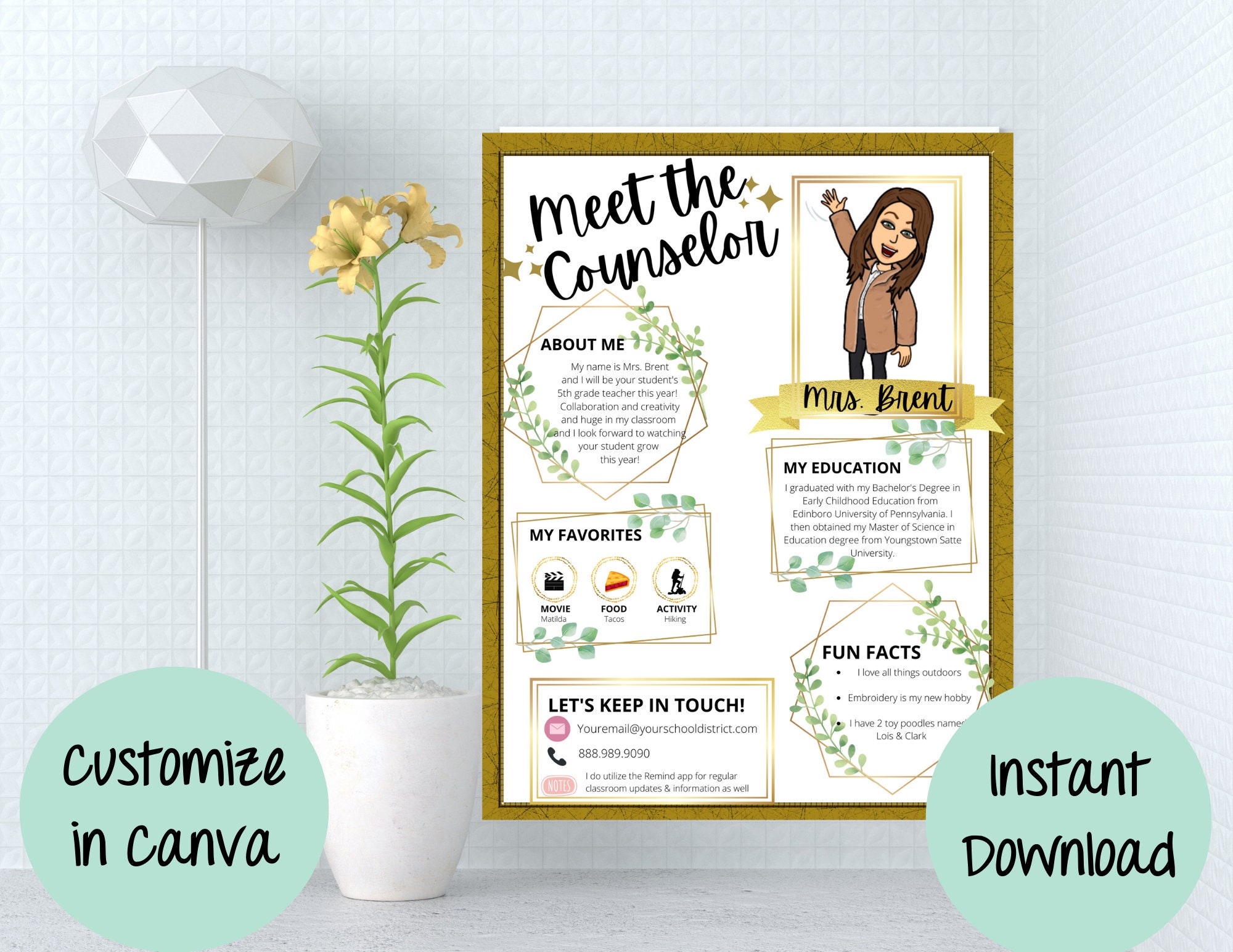 Meet the School Counselor Editable Template Back to School - Etsy