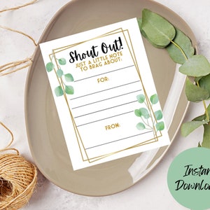 Shout Out Cards, Student Awknowledgement, Employee Appreciation ...