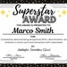 Superstar Student Award Certificate Digital Printable for Classroom or ...