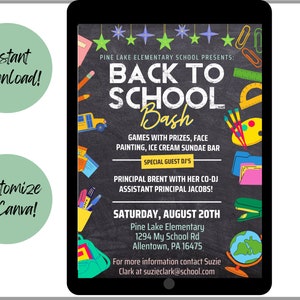 Back to School Party, Back to School Bash, School Open House Flyer ...