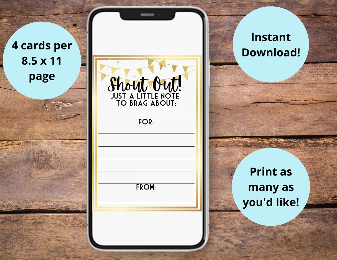 Shout Out Cards, Student Awknowledgement, Employee Appreciation ...