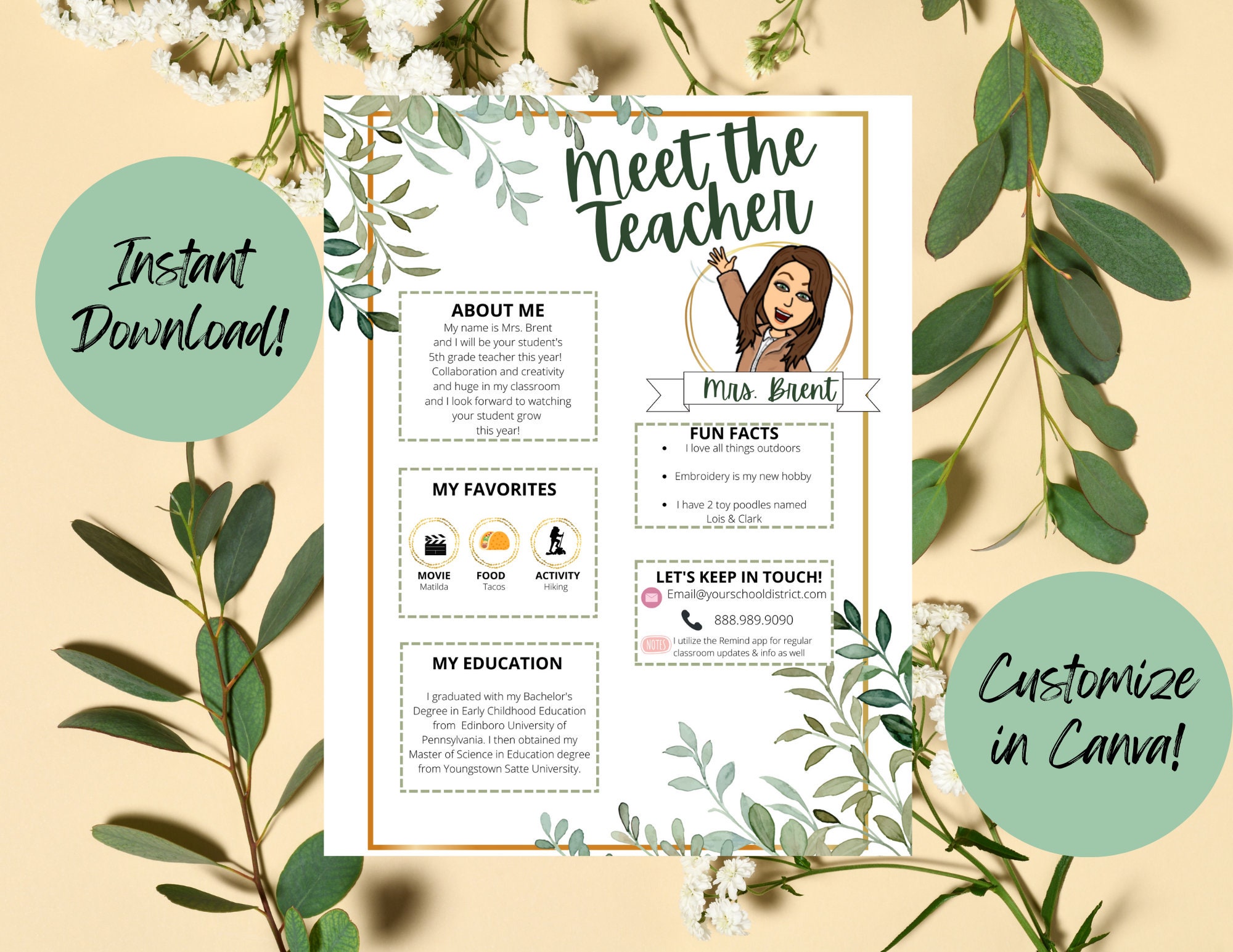 Meet the Teacher Editable Template, Back to School Welcome Letter ...