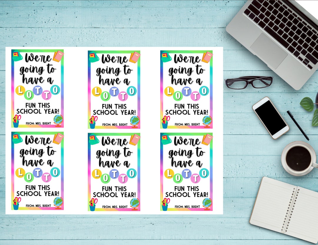 New School Year Treat Tag Lotto Fun Back to School Student Teacher ...