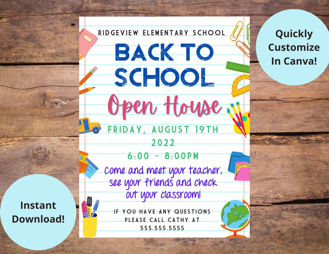 Back to School Open House, Back to School Night, School Open House ...