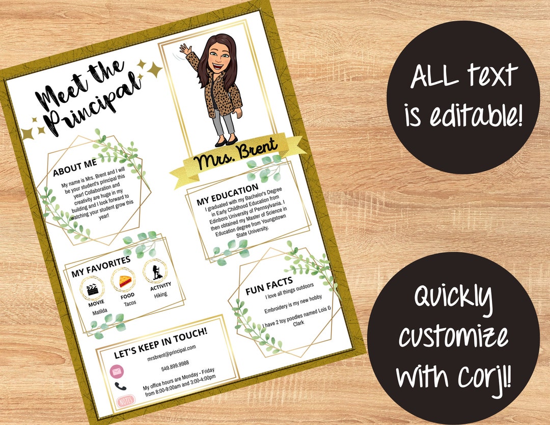 Meet the Principal Editable Template, Back to School Welcome Letter ...