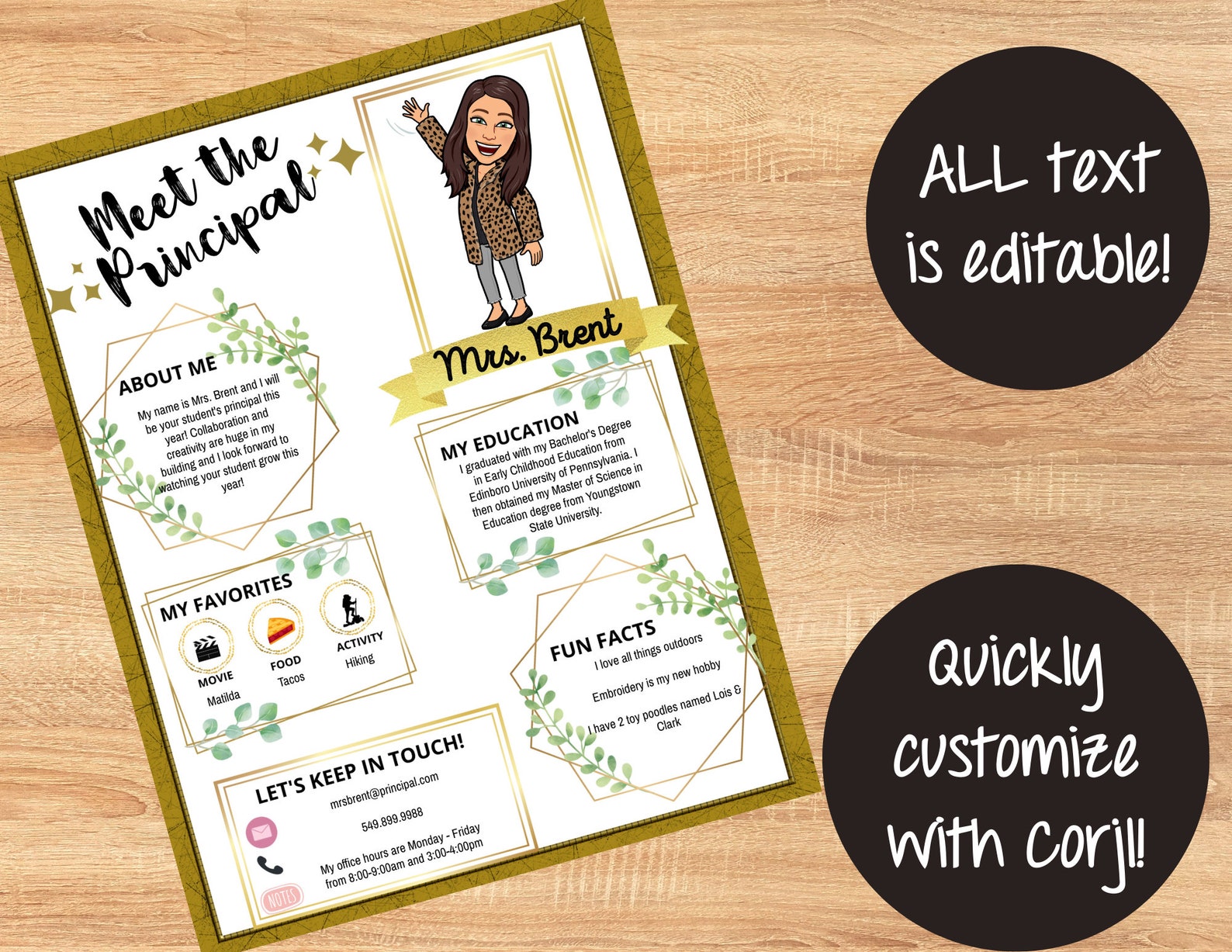 Meet the Principal Editable Template, Back to School Welcome Letter ...