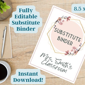 Substitute Teacher Note Sub Binder Teacher Information Instant Packet ...
