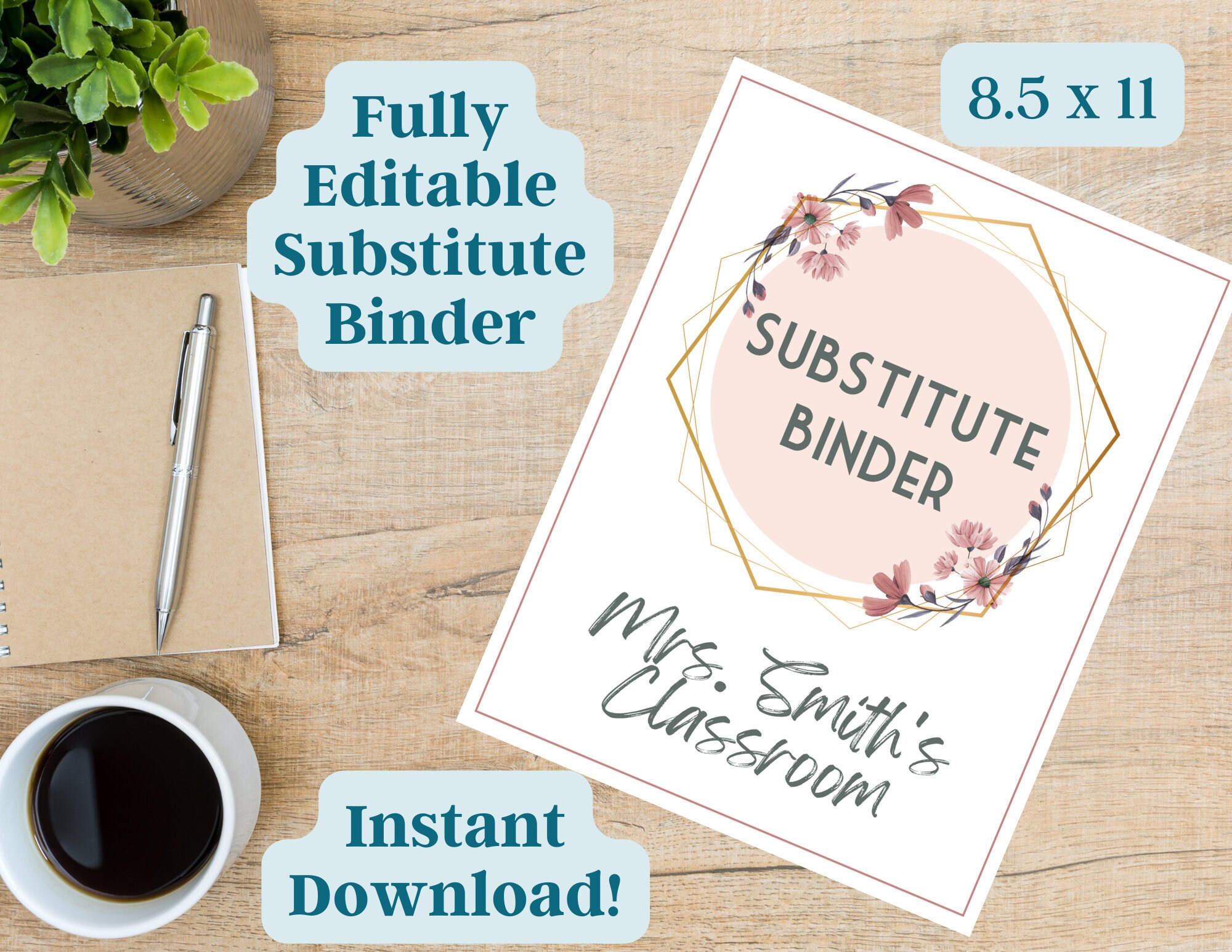 Substitute Teacher Note Sub Binder Teacher Information Instant Packet ...