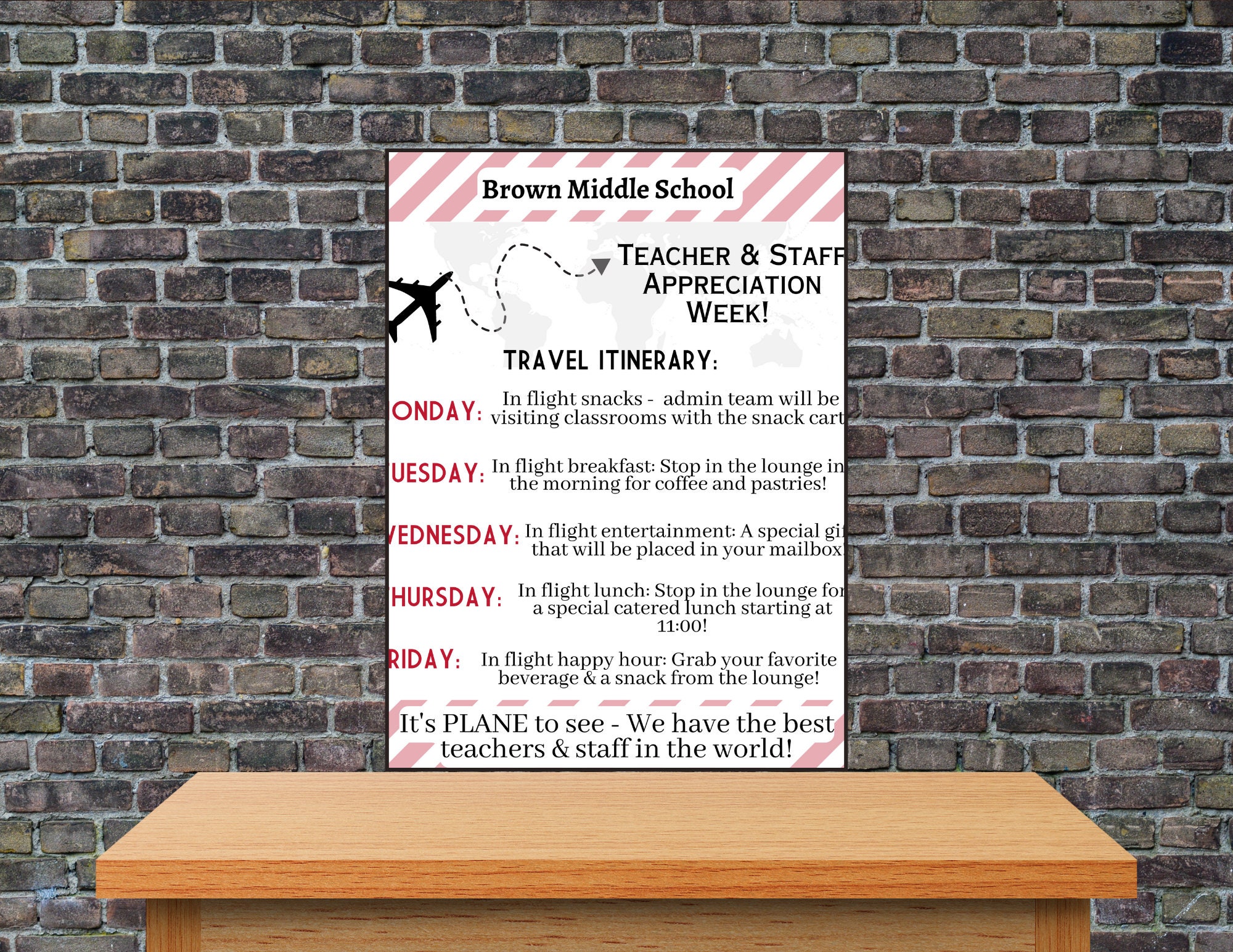 Teacher Appreciation Week Travel Theme Itinerary Plan Agenda Weekly ...