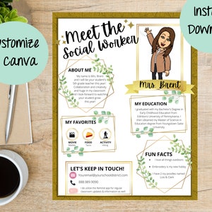 Meet the School Social Worker Editable Template, Back to School Welcome ...