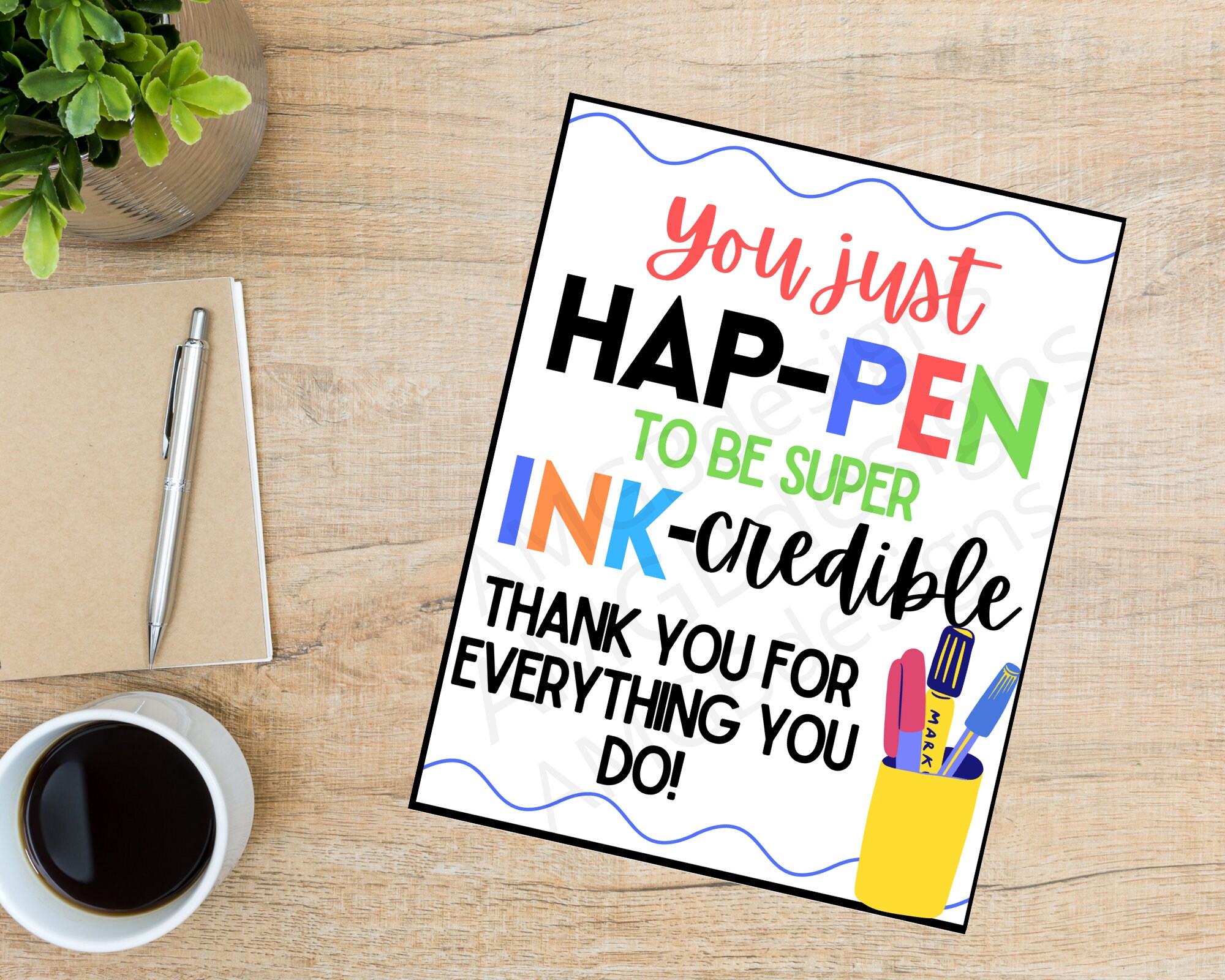 Pen Thank You Gift Tag Teacher Appreciation Gift for School Secretary ...