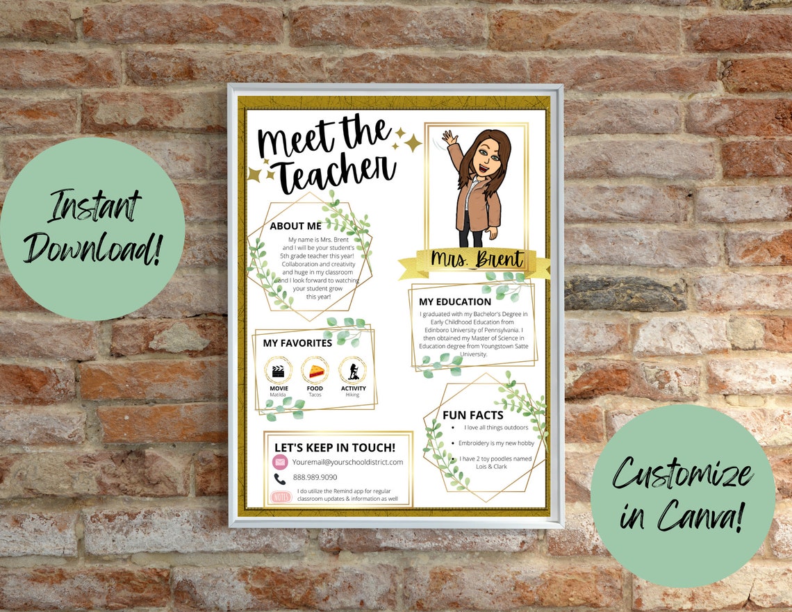 Meet the Teacher Editable Template Back to School Welcome - Etsy Canada