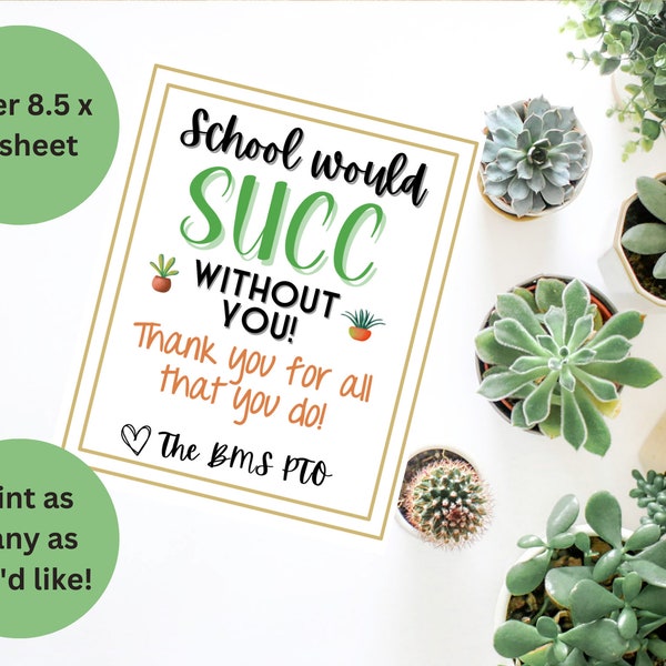 Teacher Appreciation Succulent Printable - Etsy