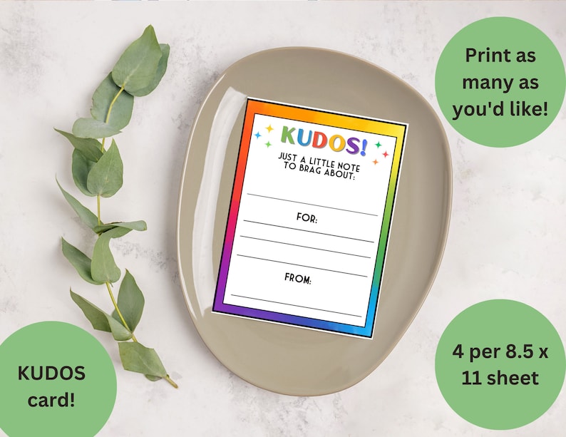 Kudos Shout Out Cards, Student Acknowledgement, Employee Appreciation ...