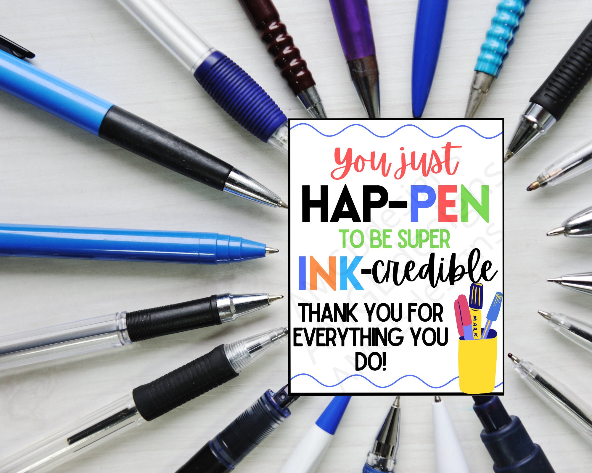 Pen Thank You Gift Tag Teacher Appreciation Gift for School Secretary ...