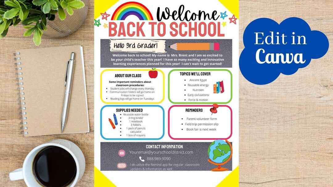 Welcome Back Editable Template, Back to School Welcome Letter, First ...