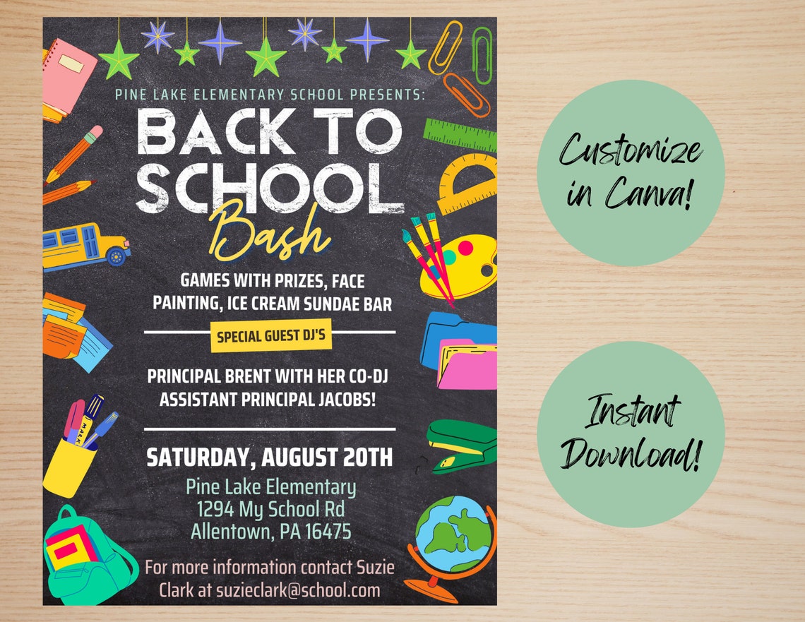Back to School Party, Back to School Bash, School Open House Flyer ...