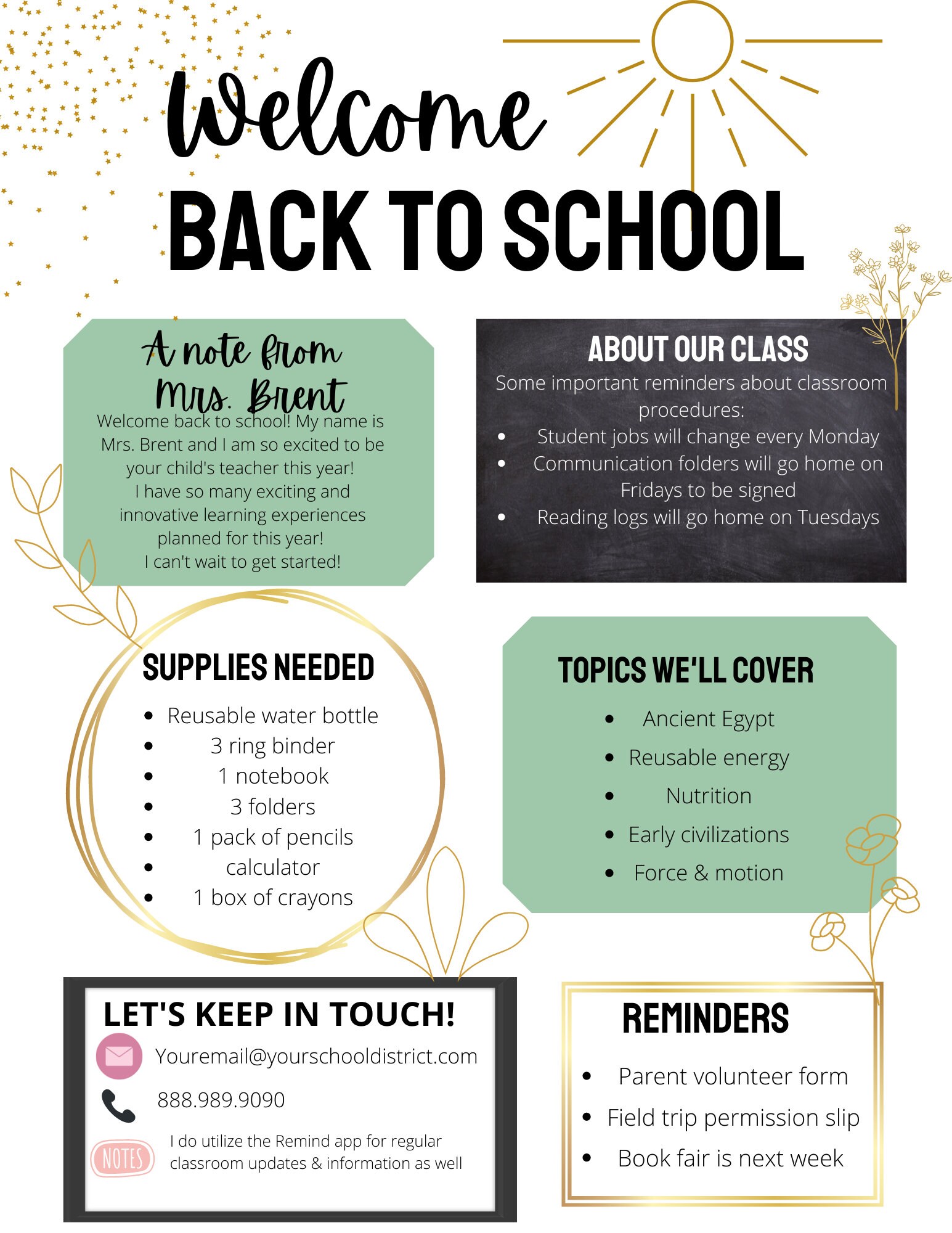 Welcome Back to School Newsletter, Editable Classroom Newsletter ...