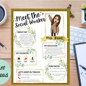 Meet the School Social Worker Editable Template, Back to School Welcome ...