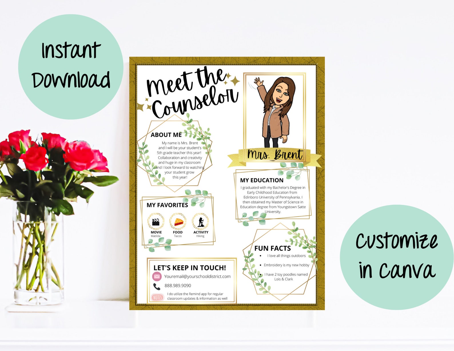 Meet the School Counselor Editable Template, Back to School Welcome ...
