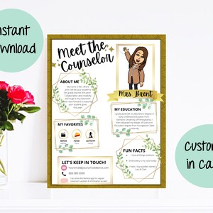 Meet the School Counselor Editable Template, Back to School Welcome ...