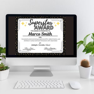 Superstar Student Award Certificate Digital Printable for Classroom or ...