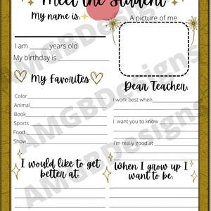 Meet the Student, Back to School Student Survey, Get to Know You ...