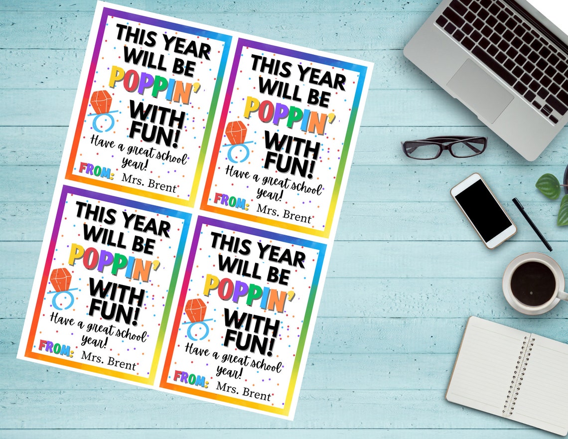 New School Year Treat Tag Ring Pop Back to School Student Teacher Thank ...