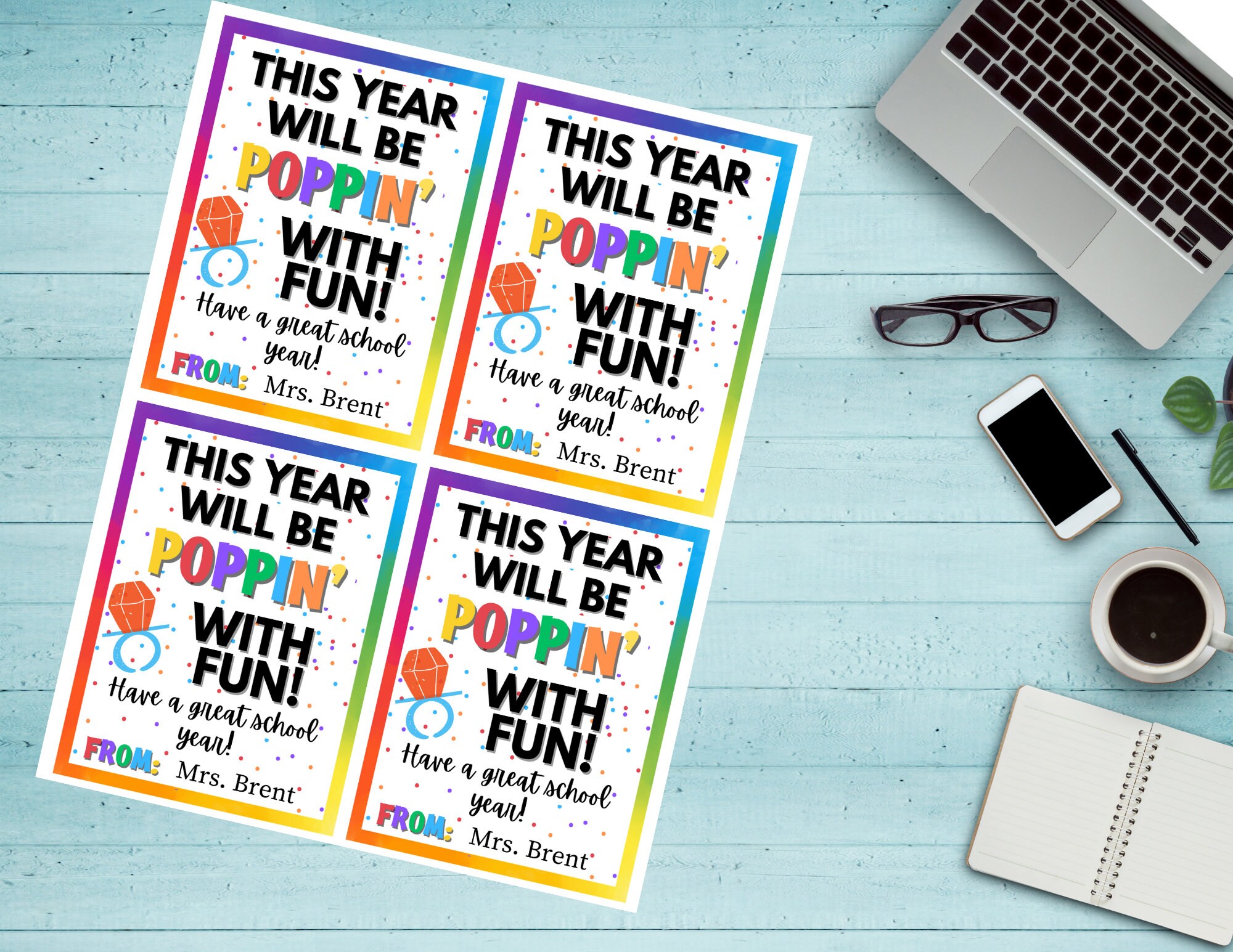 New School Year Treat Tag Ring Pop Back to School Student Teacher Thank ...