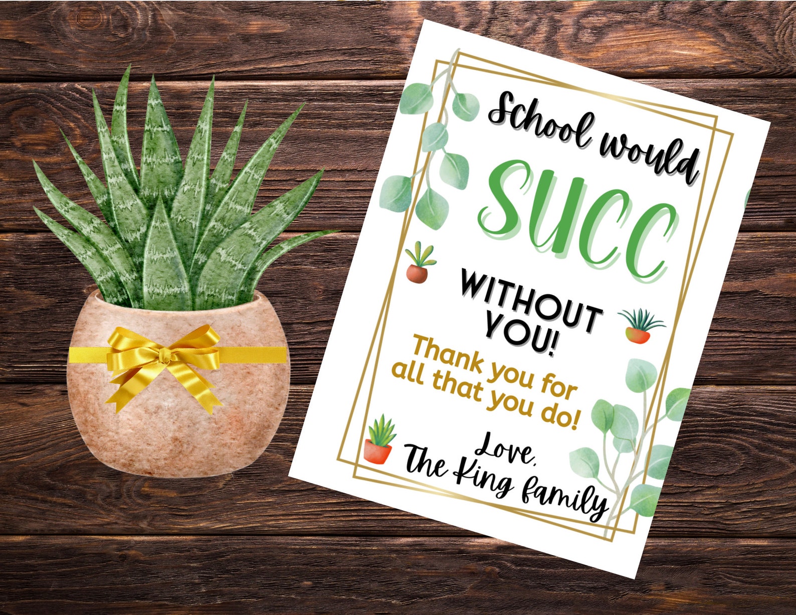 Staff Employee Teacher Appreciation Week Printable Tag, Succulent Tags ...