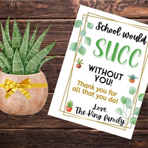 Staff Employee Teacher Appreciation Week Printable Tag, Succulent Tags ...