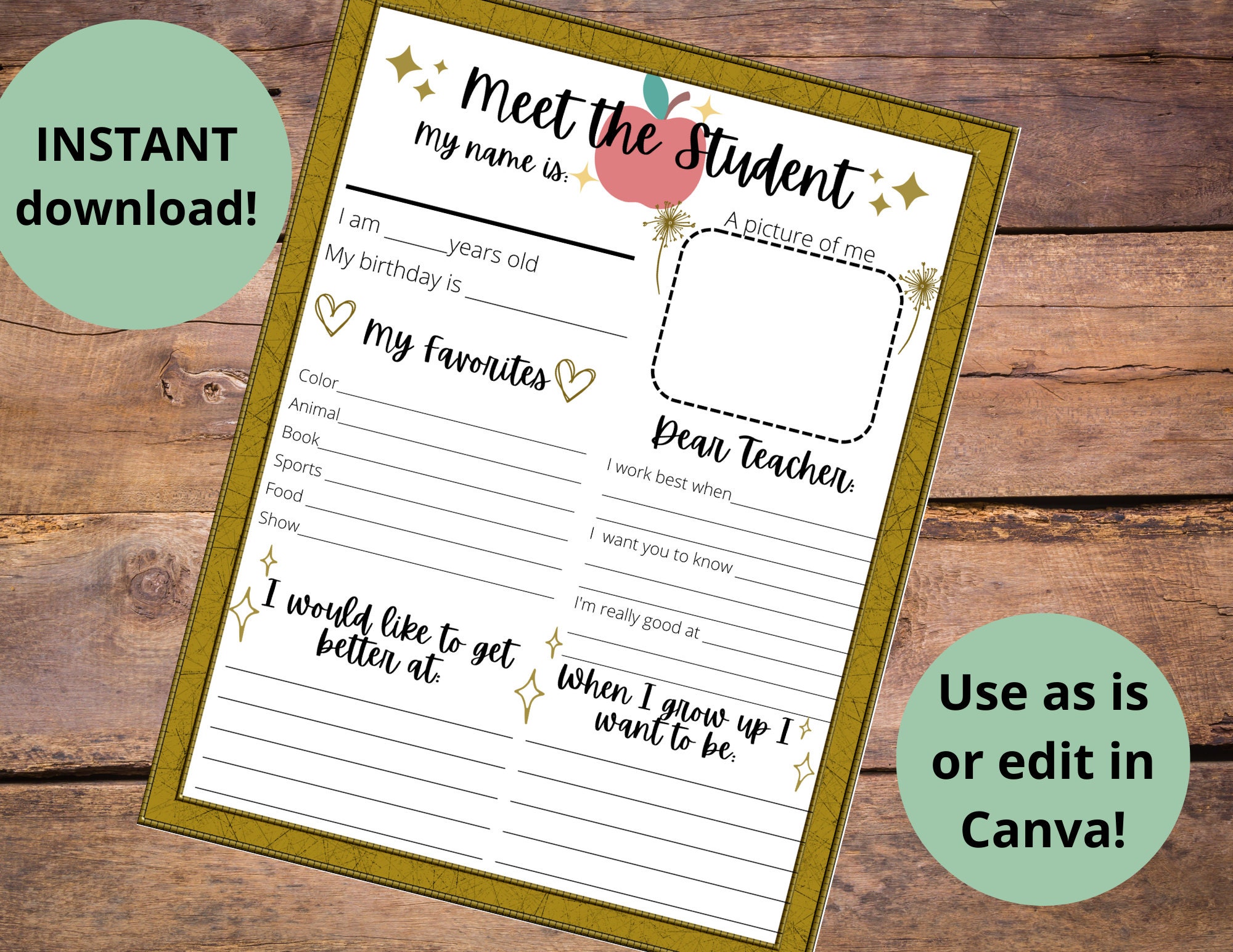 Meet the Student, Back to School Student Survey, Get to Know You ...