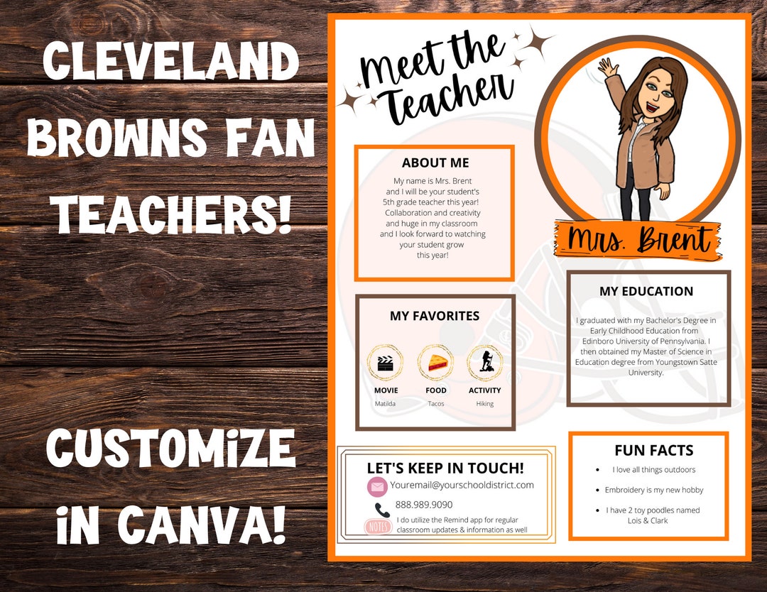 Meet the Teacher Editable Template Cleveland Browns, Back to School ...