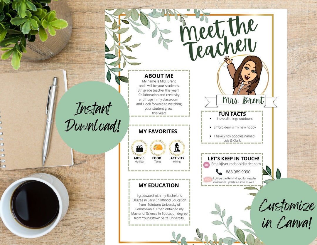 Meet the Teacher Editable Template, Back to School Welcome Letter ...