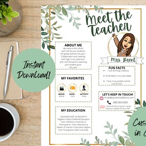 Meet the Teacher Editable Template, Back to School Welcome Letter ...